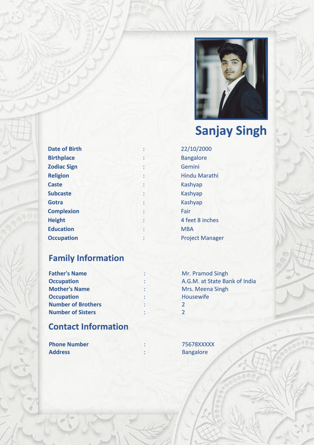 Marathi Boy Marriage Biodata Premium Design - Wedmate